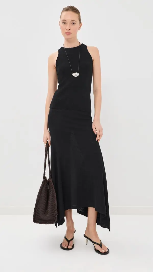 Co Pleated Flare Hem Knit Skirt