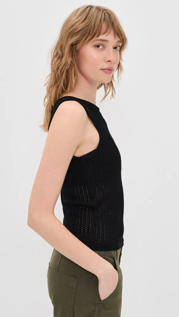 Joe's Jeans Crochet Boat Neck Tank - Black