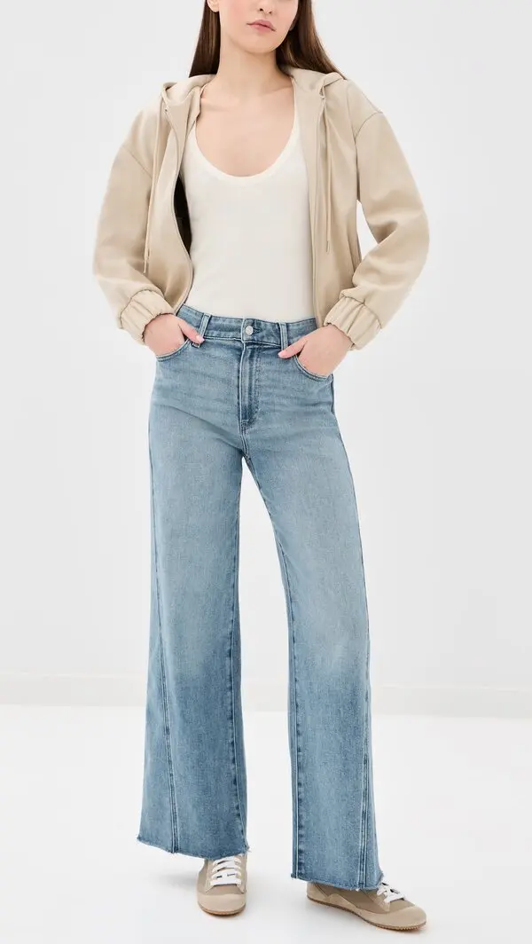 Paige Anessa Jeans With Twisted Outseam Panel And Raw Hem - Explorer