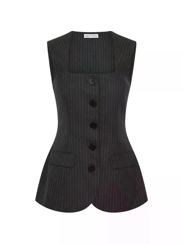 Rebecca Vallance Pinstripe Sleeveless Button-up Top
