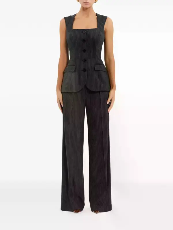 Rebecca Vallance Pinstripe Sleeveless Button-up Top