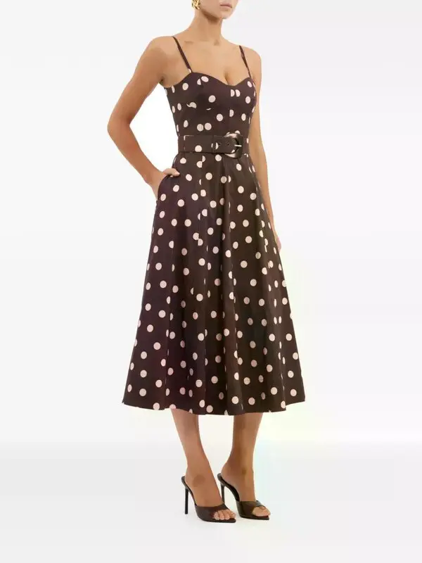 Rebecca Vallance Polka Dot Belted Midi Dress
