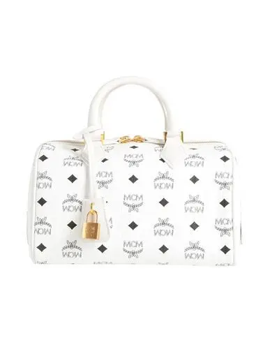 Mcm Logo-print Bowler Bag - White