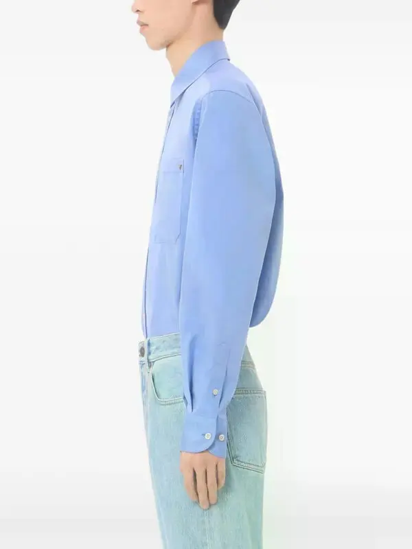 Valentino Garavani Oxford Cotton Shirt With Vgold - Blue