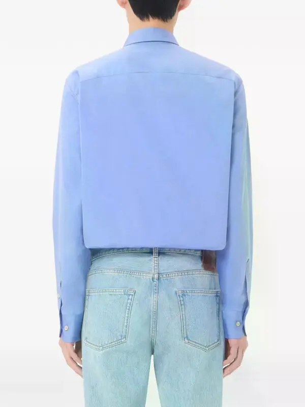 Valentino Garavani Oxford Cotton Shirt With Vgold - Blue