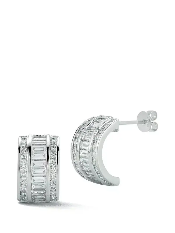 Mateo Diamond Half-hoop Earrings - Silver