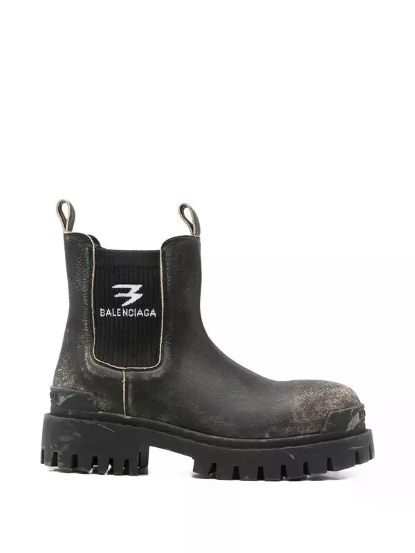 Balenciaga Leather Chelsea Ankle Boots - Black