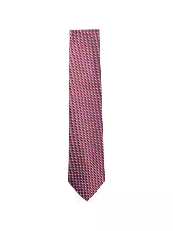 Brioni Geometric-pattern Neck Tie - Red
