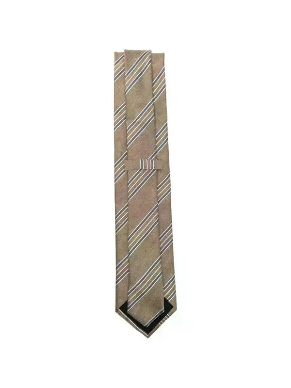 Brioni Striped Silk Neck Tie - Neutrals