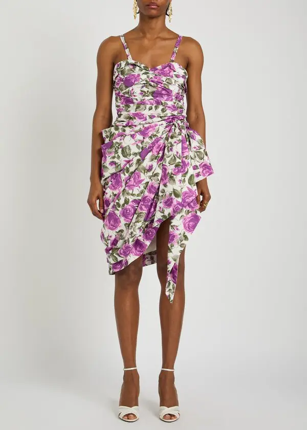 Chloé Floral-print Gathered Cotton Mini Dress