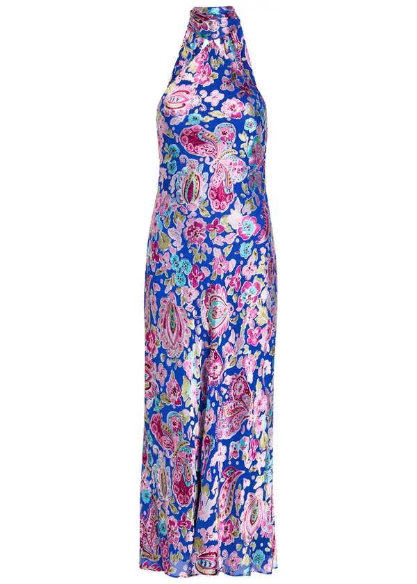 Rixo Hayley Devoré Maxi Dress With Scarf Detail