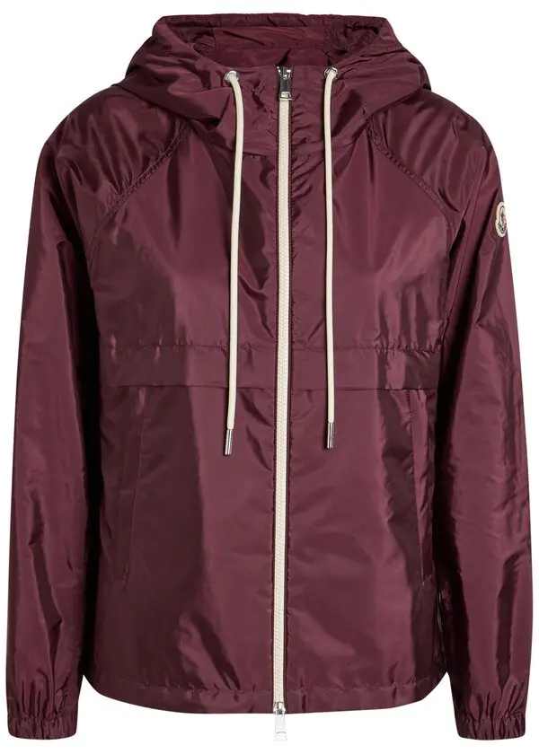 Moncler Coquelicot Hooded Shell Jacket - Dark Red