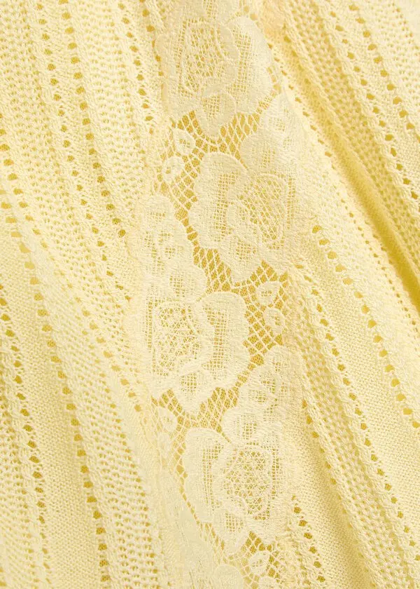 SELF-PORTRAIT Lace-trimmed Pointelle-knit Mini Skirt