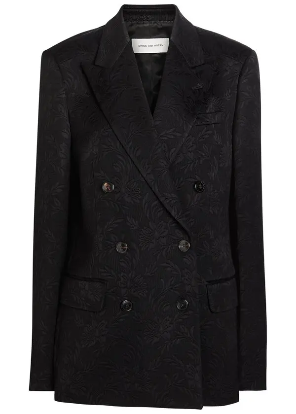 Dries Van Noten Barrysta Floral-jacquard Double-breasted Blazer