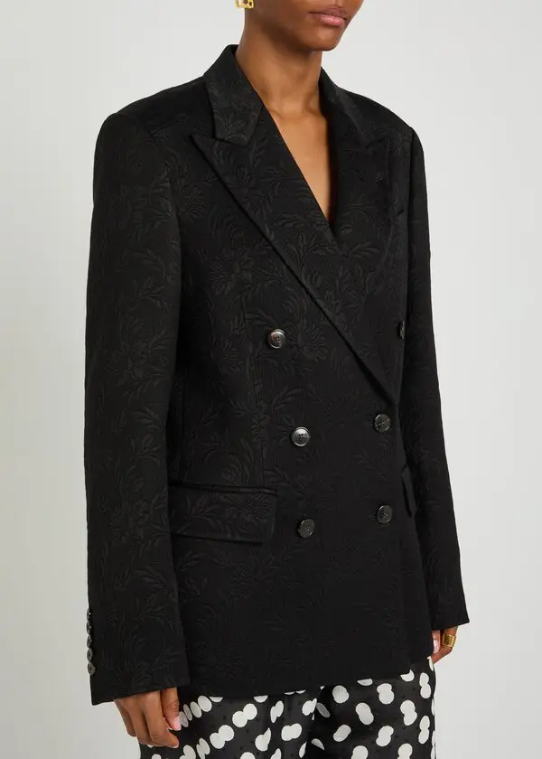 Dries Van Noten Barrysta Floral-jacquard Double-breasted Blazer