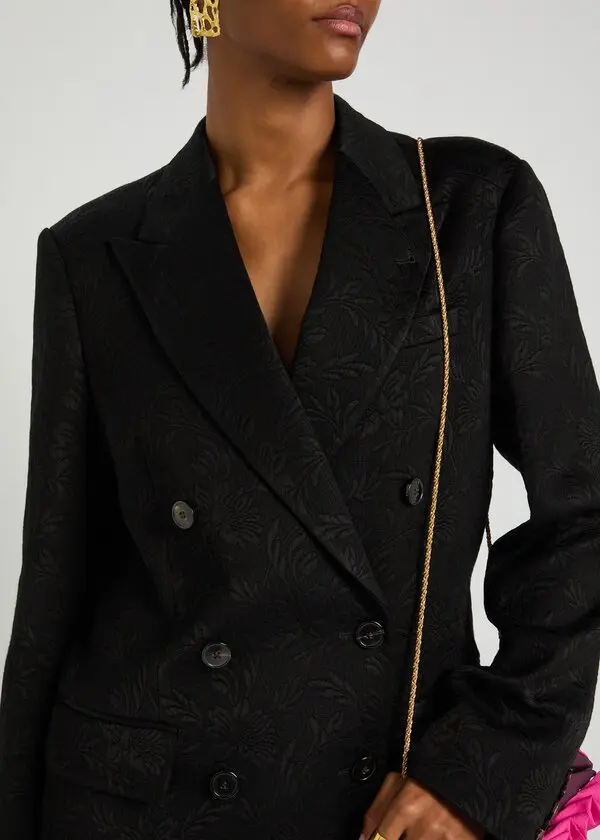 Dries Van Noten Barrysta Floral-jacquard Double-breasted Blazer