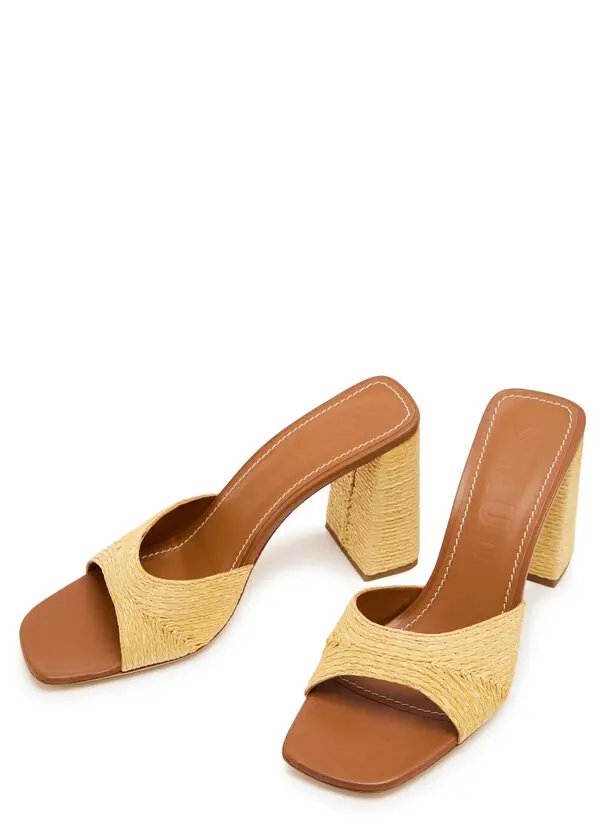 Staud Sloane Raffia Block Heel Sandals