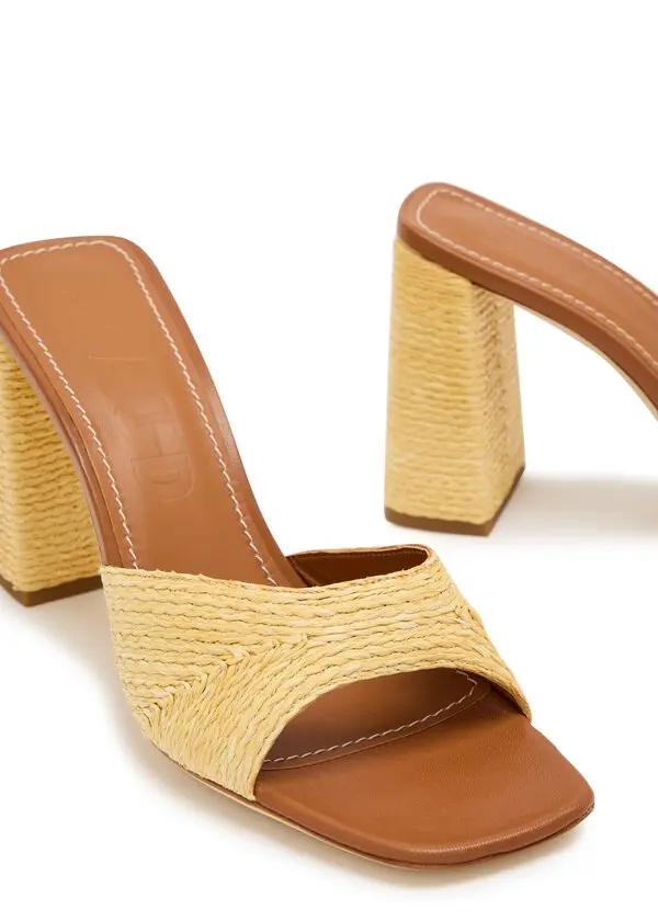 Staud Sloane Raffia Block Heel Sandals