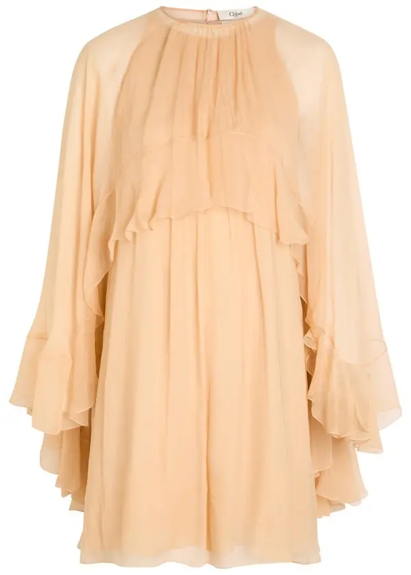 Chloé Ruffled Cape-effect Silk Mini Dress