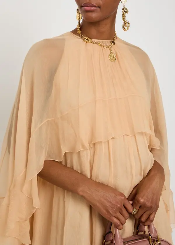 Chloé Ruffled Cape-effect Silk Mini Dress