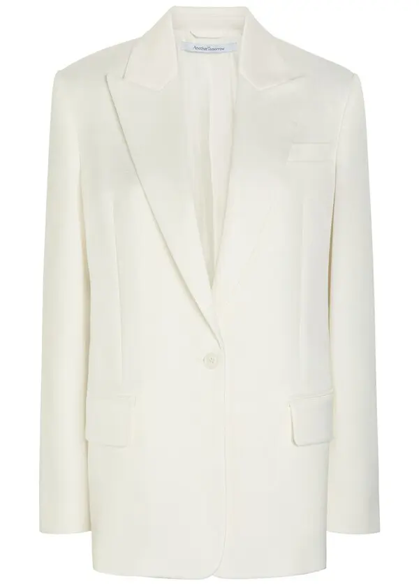 Another Tomorrow Oversized Twill Blazer - White