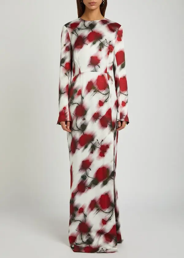 PATRICK MCDOWELL Frances Floral Satin Maxi Dress