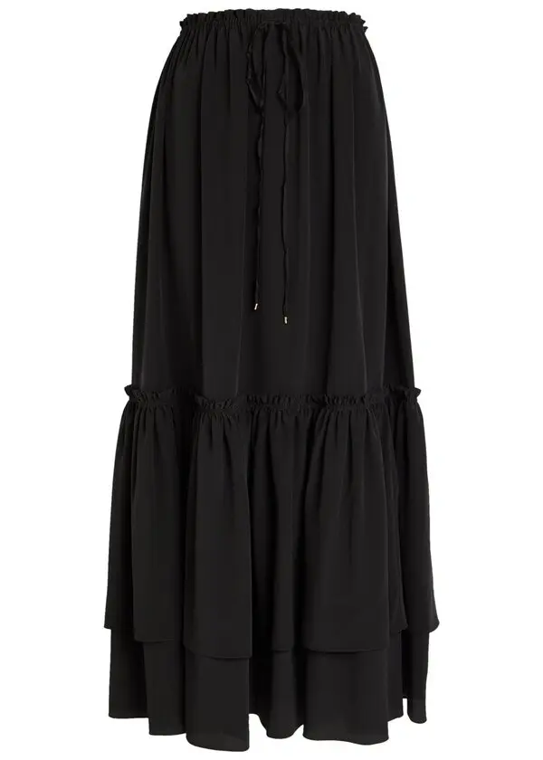 Chloé Silk-chiffon Midi Skirt - Black