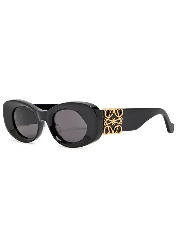 Loewe Anagram Oval-frame Sunglasses - Black