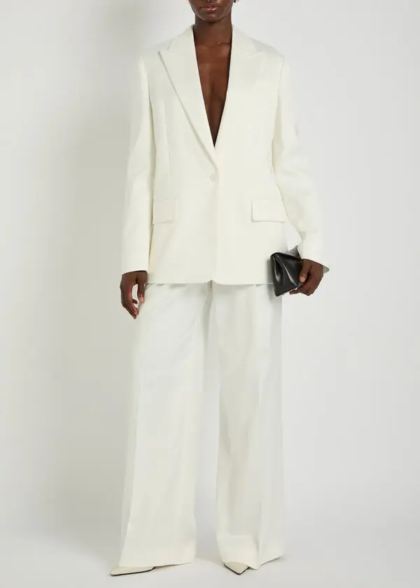 Another Tomorrow Pleated Wide-leg Trousers