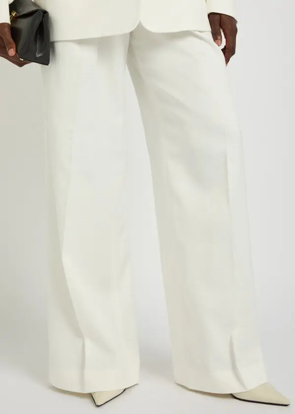 Another Tomorrow Pleated Wide-leg Trousers