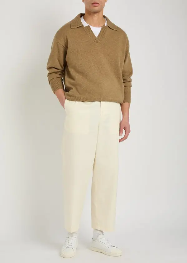 BOSS Open Collar Wool Polo Jumper