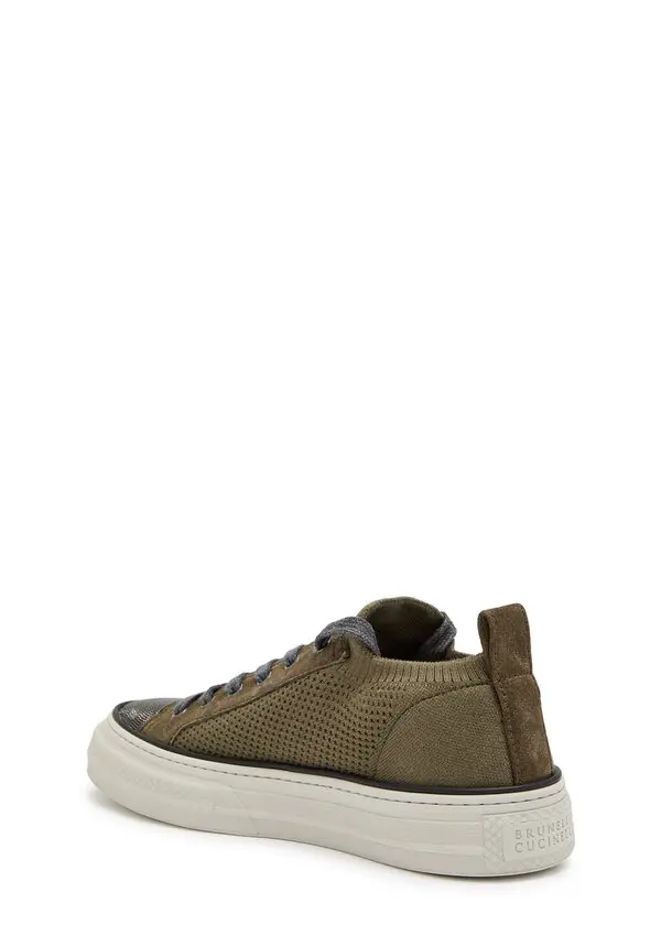 Brunello Cucinelli Stud Knit Sneakers - Chocolate