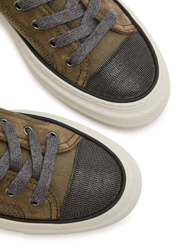 Brunello Cucinelli Stud Knit Sneakers - Chocolate