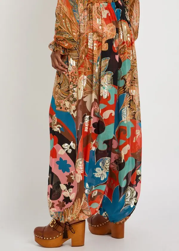 Etro Patterned Balloon-leg Silk Trousers