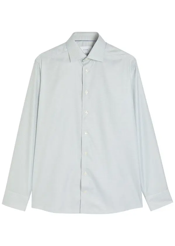 Eton Houndstooth Cotton-twill Shirt - Light Green
