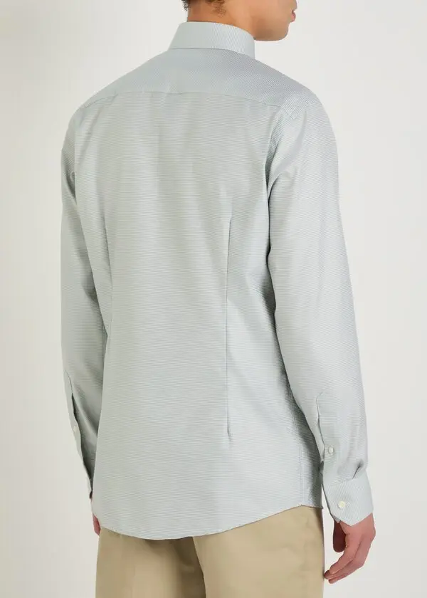 Eton Houndstooth Cotton-twill Shirt - Light Green