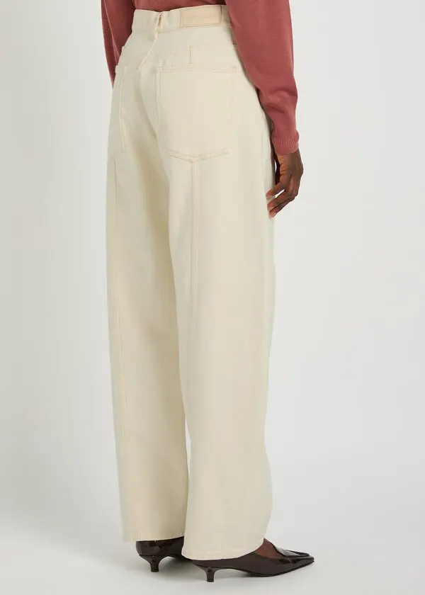 Another Tomorrow Curved Barrel-leg Jeans