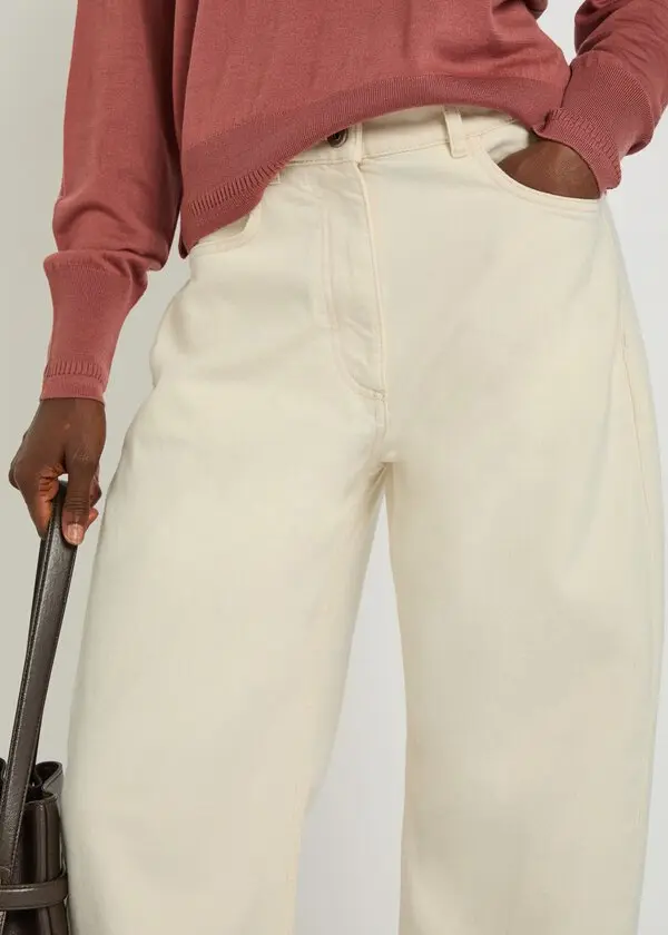 Another Tomorrow Curved Barrel-leg Jeans