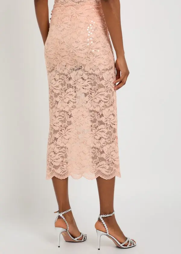 Rabanne Sequin-embellished Stretch-lace Midi Skirt