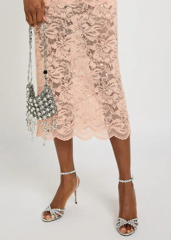 Rabanne Sequin-embellished Stretch-lace Midi Skirt