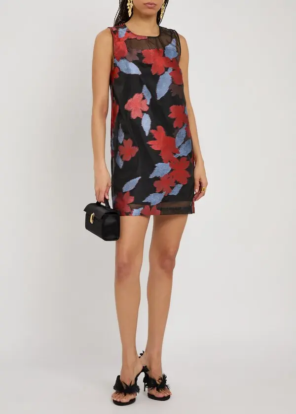 Staud Brea Devoré Organza Mini Dress - Multicoloured