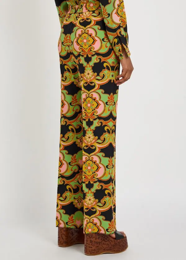 Etro Patterned Straight-leg Silk Trousers