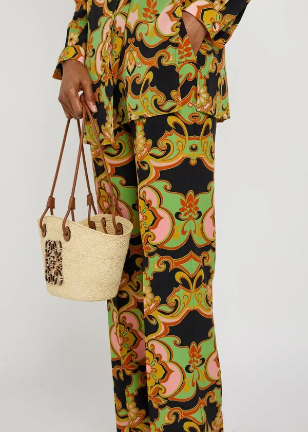 Etro Patterned Straight-leg Silk Trousers