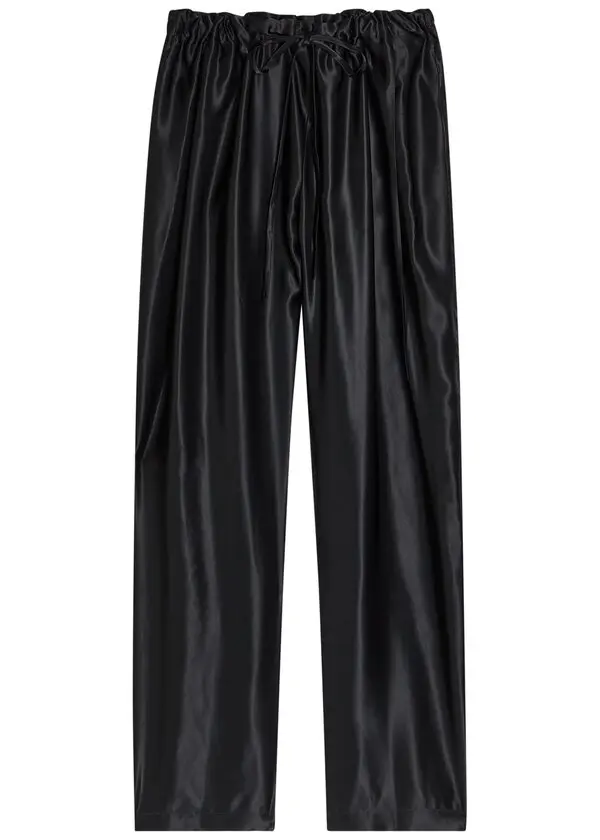 Khaite Rohen Straight-leg Satin Trousers - Black