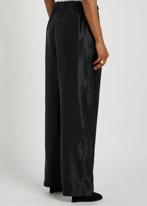 Khaite Rohen Straight-leg Satin Trousers - Black
