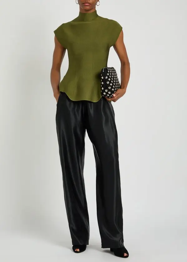 Khaite Rohen Straight-leg Satin Trousers - Black