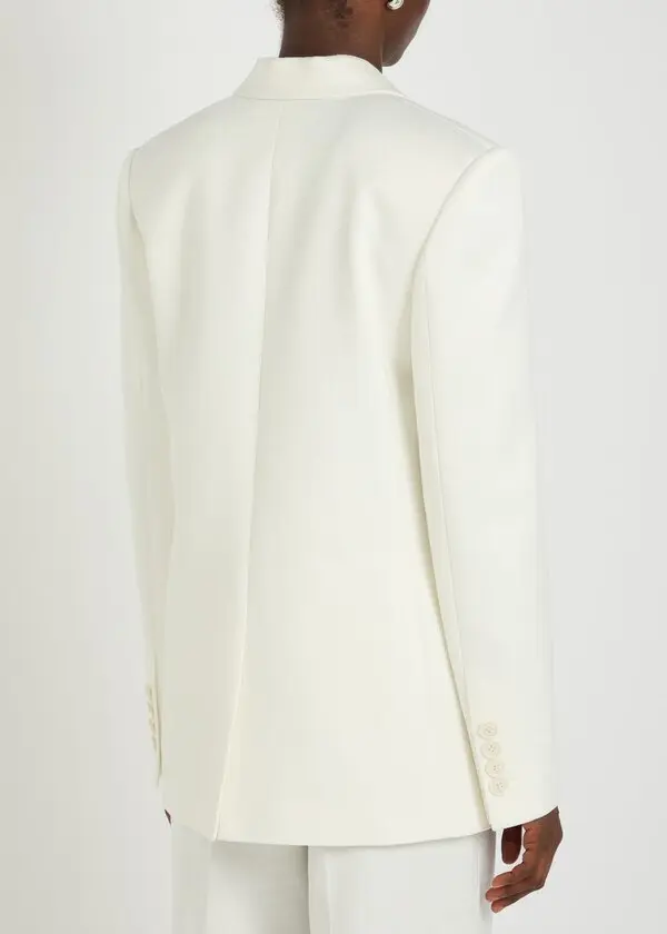 Another Tomorrow Oversized Twill Blazer - White