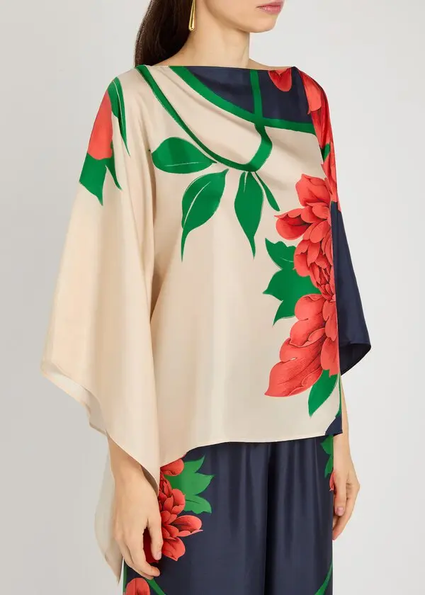 La DoubleJ Floral-print Silk Top - Multicoloured