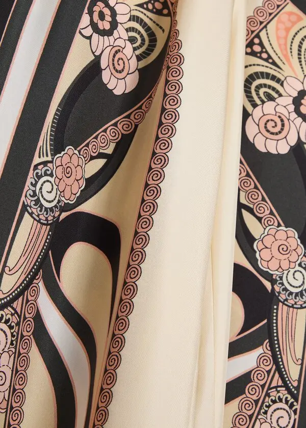 La DoubleJ Printed Wide-leg Silk Trousers - Cream
