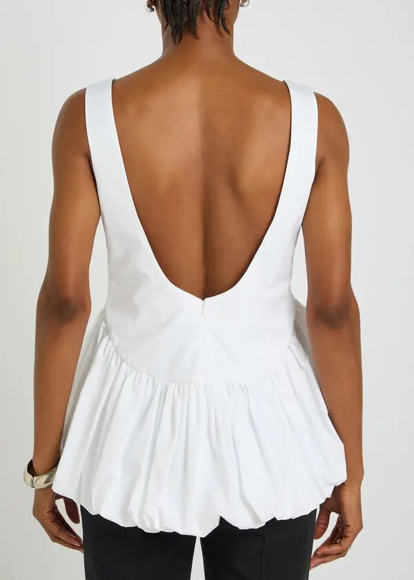 RÓHE Peplum-hem Cotton-poplin Top - White